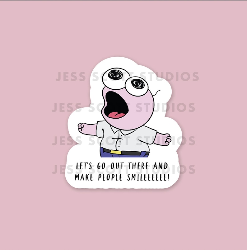 Pim Yelling Smiling Friends Sticker | Etsy