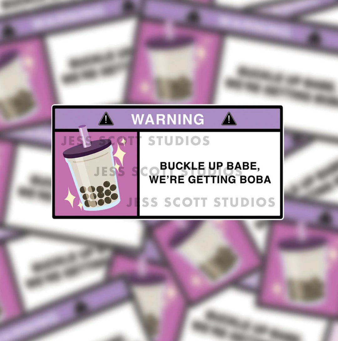 Boba Milk Tea Lover Car Visor Warning Sticker Bubble Tea Buckle up Babe ...