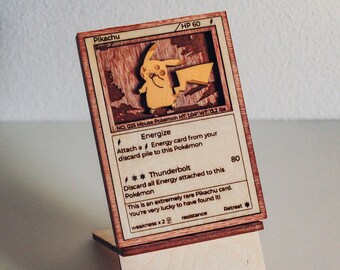 Art & Collectibles Personalized Pikachu wooden Pokemon Card WITH Stand ...