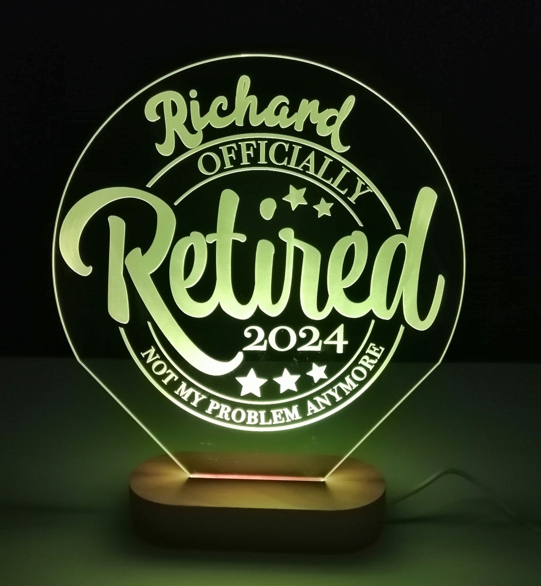 Personalised Retirement LED Sign Custom Name and Year. - Etsy