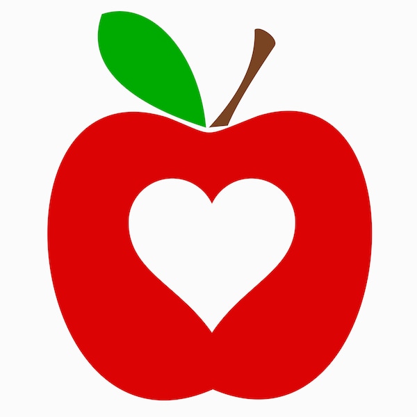 Apple Heart Clipart - Etsy