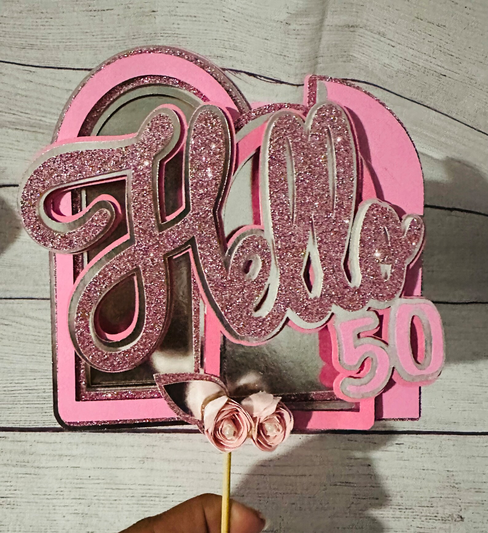 Hello 50 Cake Topper, Birthday Cake Topper, Turning 50 Toppers, Pink ...