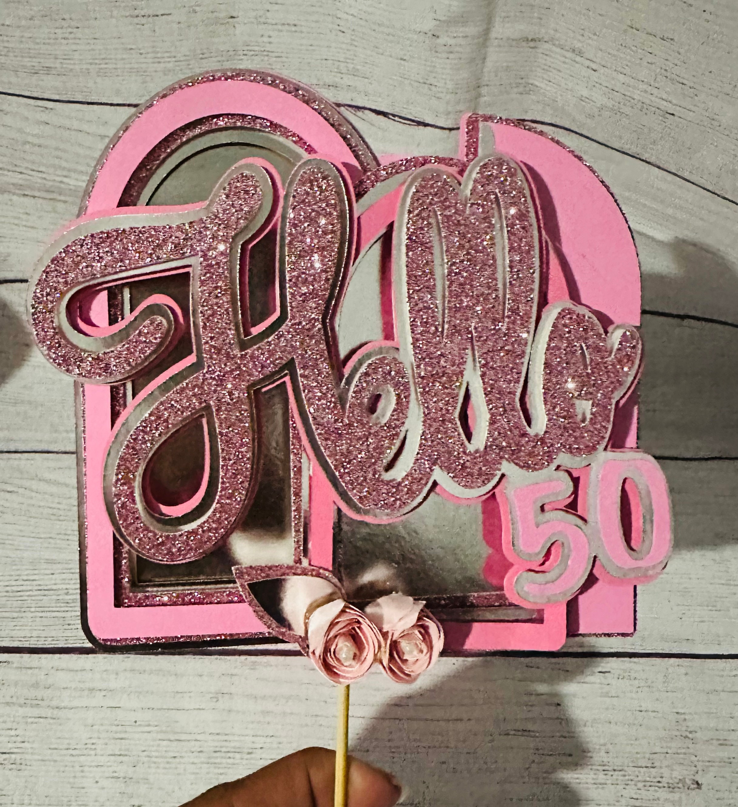 Hello 50 Cake Topper, Birthday Cake Topper, Turning 50 Toppers, Pink ...