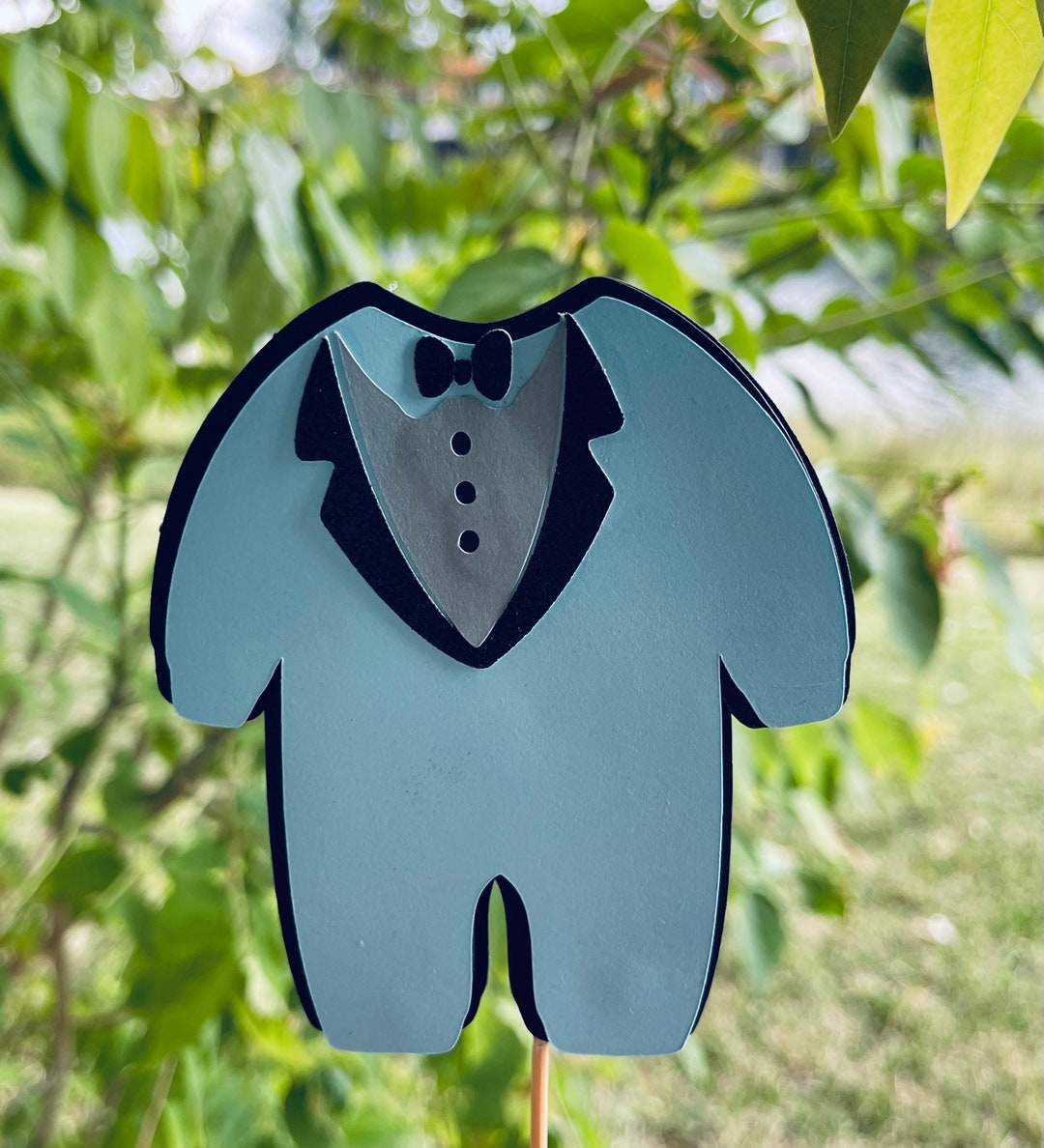 Boy Baby Shower Cupcake Topper, Blue Boy Onesie Cupcake Topper, Tuxedo ...
