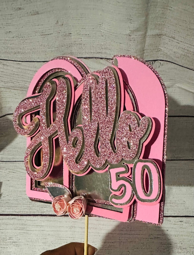 Hello 50 Cake Topper Birthday Cake Topper Turning 50 - Etsy