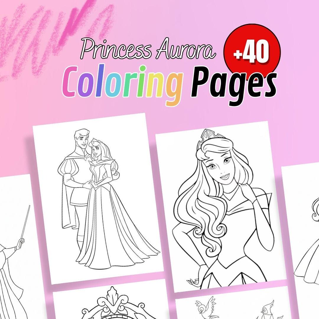 Printable Princess Aurora Coloring Book, 40 JPG Pages, Sleeping Beauty ...