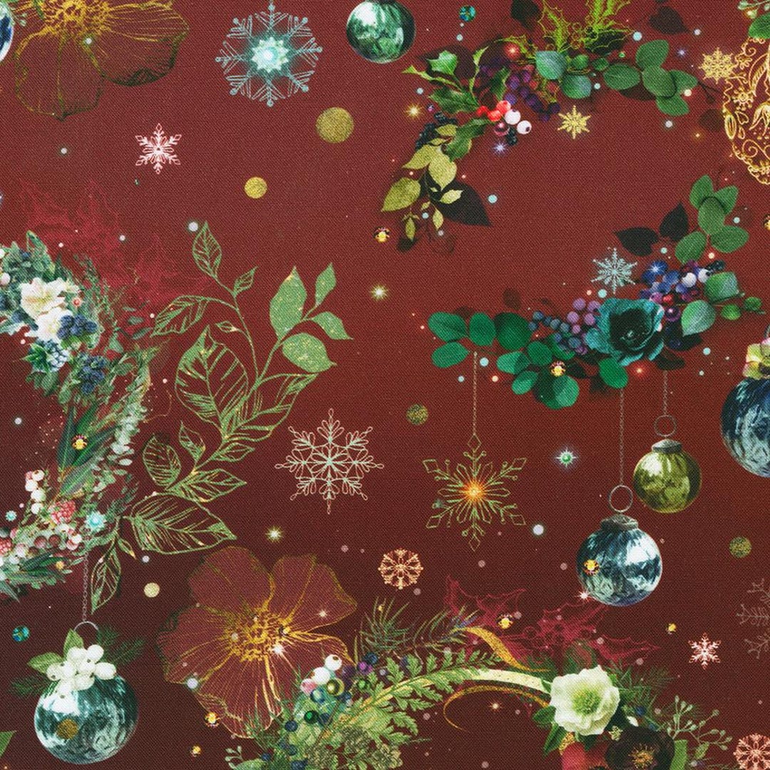 Robert Kaufman Merriment Burgundy Christmas Fabric - Etsy