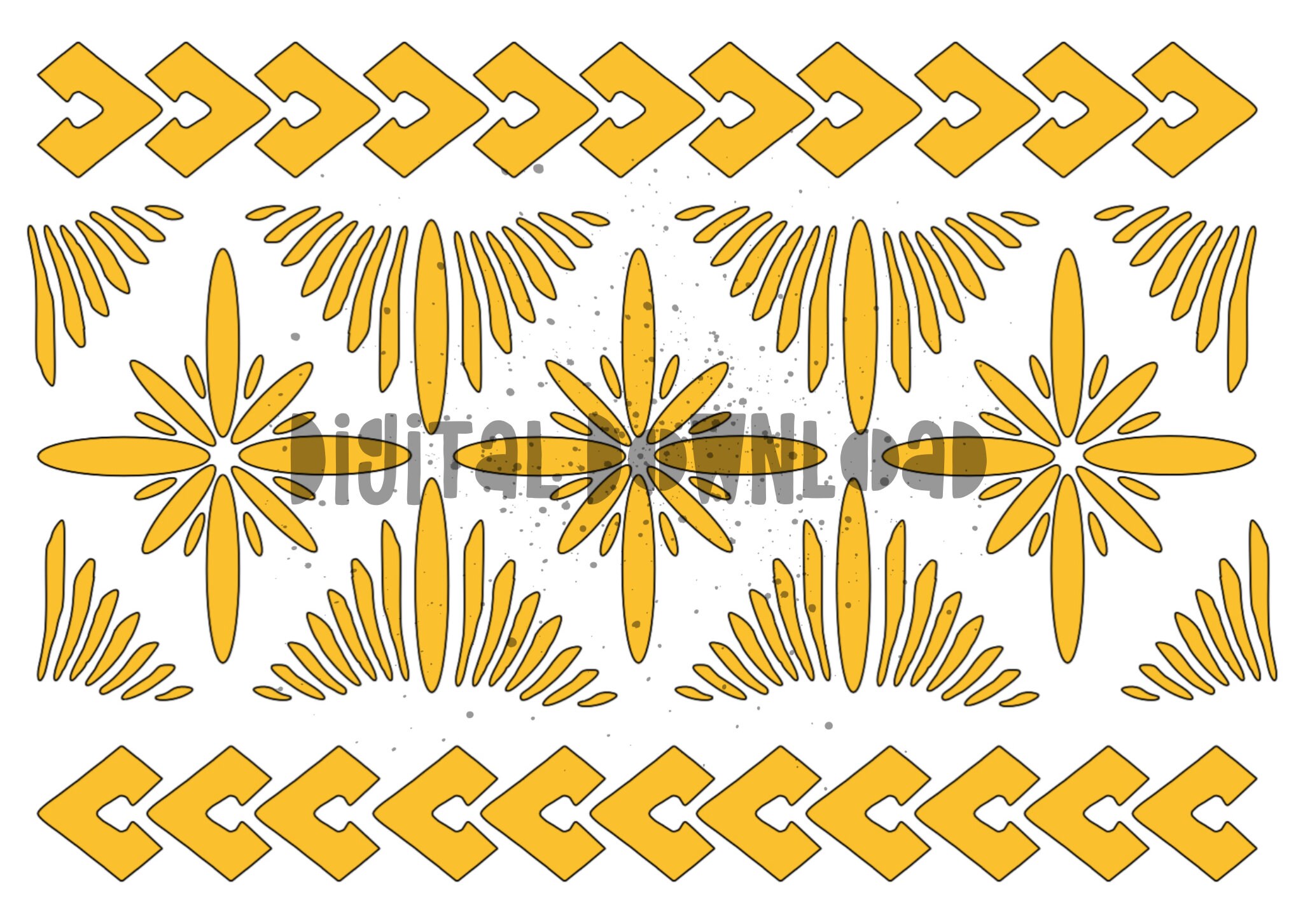 Polynesian Floral Fan Pattern Digital Download - Etsy