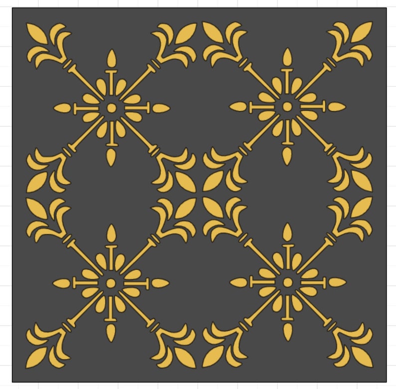 Repeated Pattern Feathered Tile Stencil - Etsy