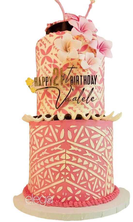 Island Floral Geometric Border Stencil - Etsy Australia