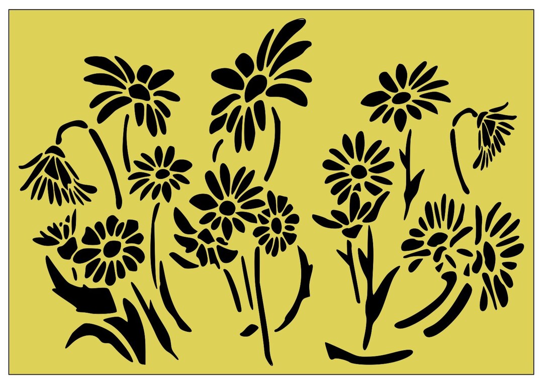 Daisy Field Stencil - Etsy