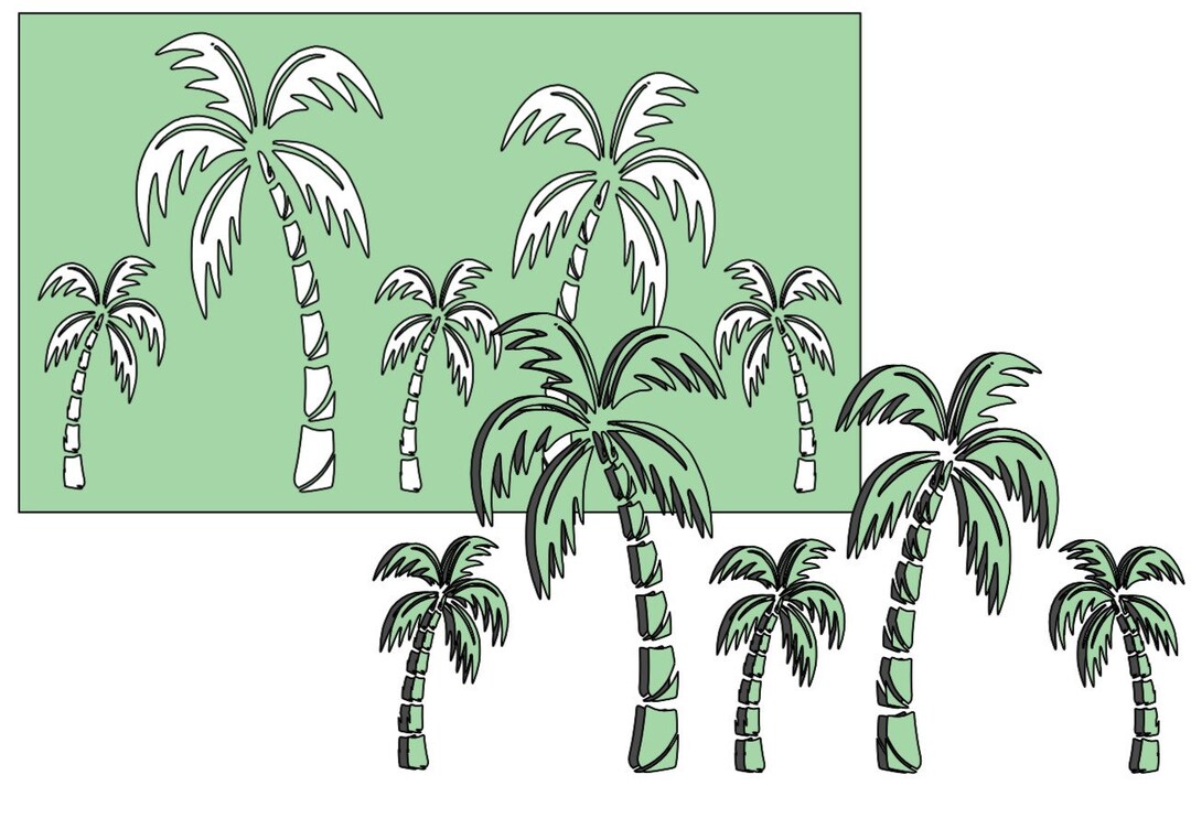 Coconut Palms Border Stencil - Etsy