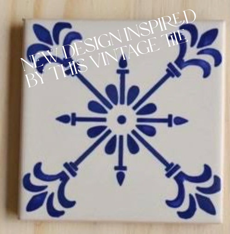 Repeated Pattern Feathered Tile Stencil - Etsy