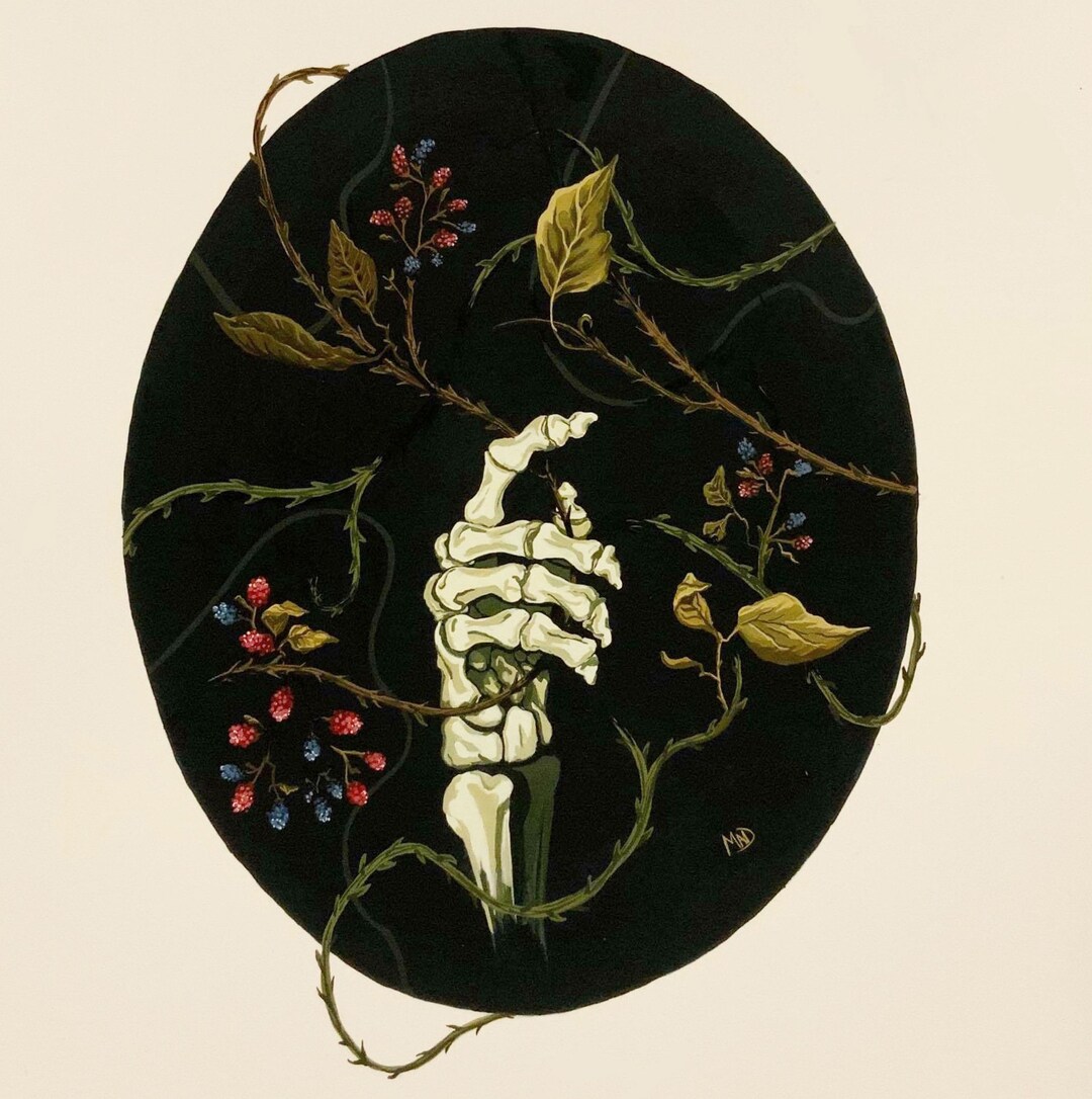 Bones and Brambles. Botanical Print. 8x10. Acrylic Gouache on Paper. - Etsy