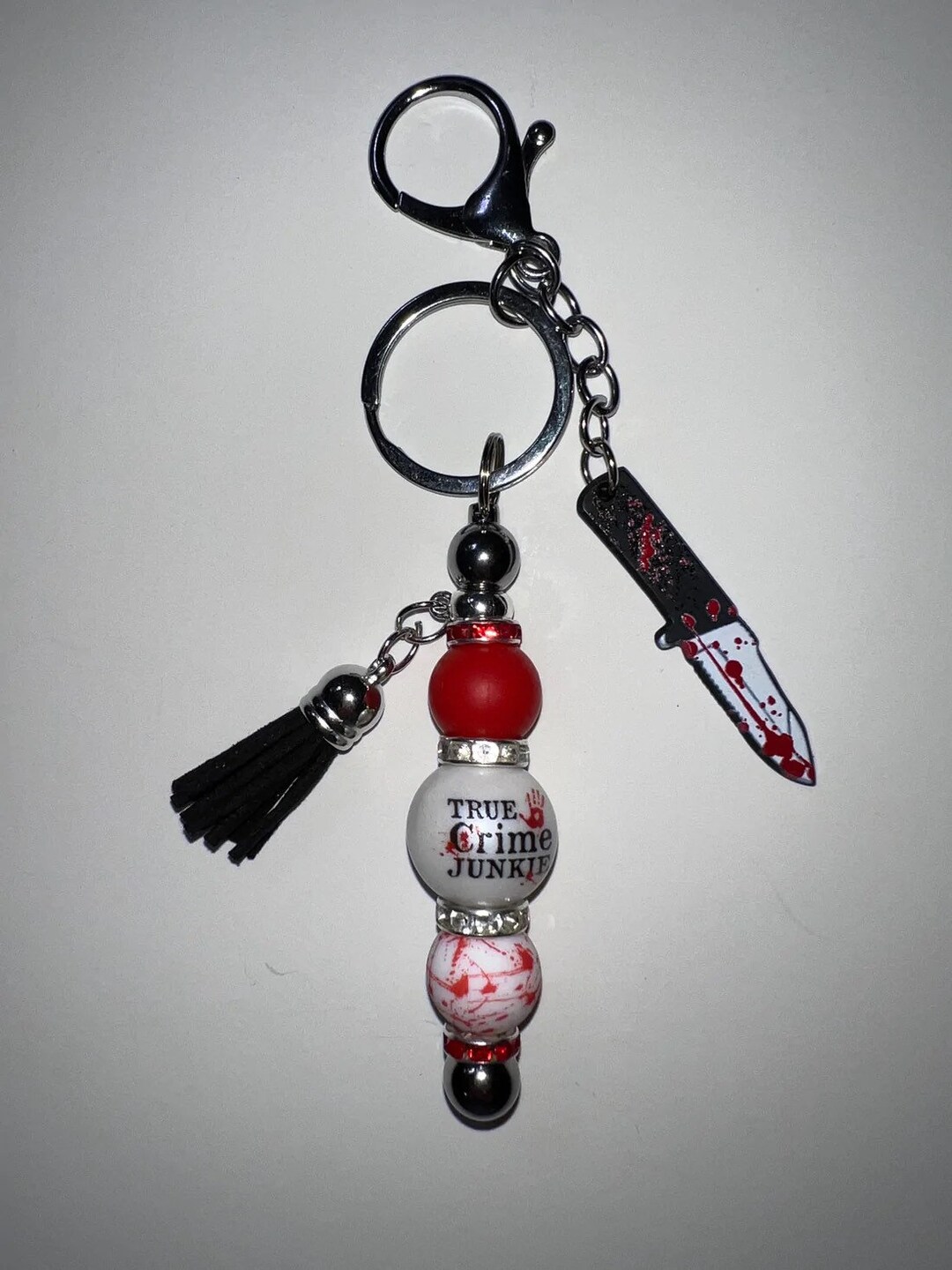 True Crime Junkie Beaded Metal Keychain Bar - Etsy