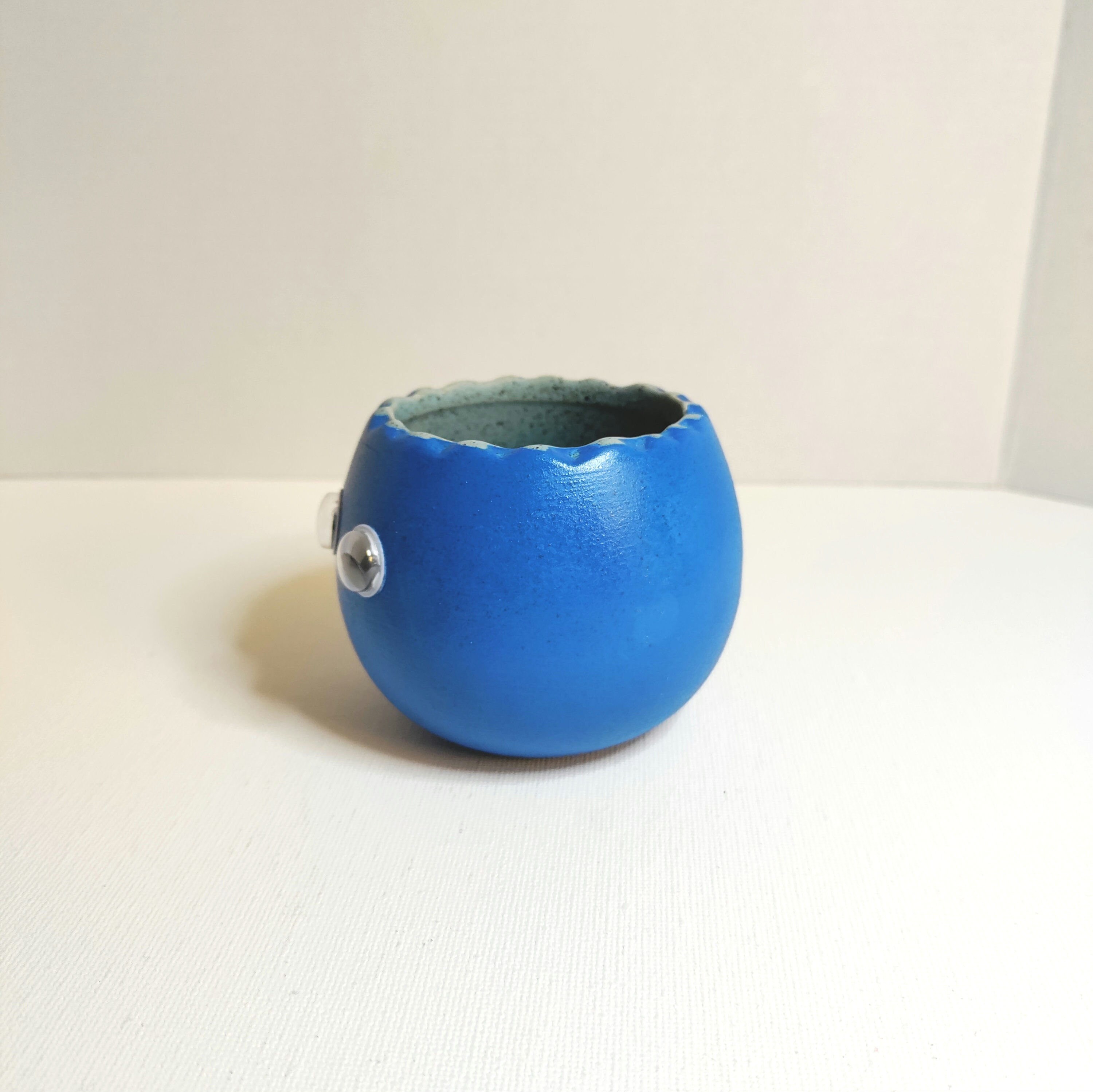 2.75 Inch Blue Succulent Pot With Googly Eyes. Blue Hand Painted ...