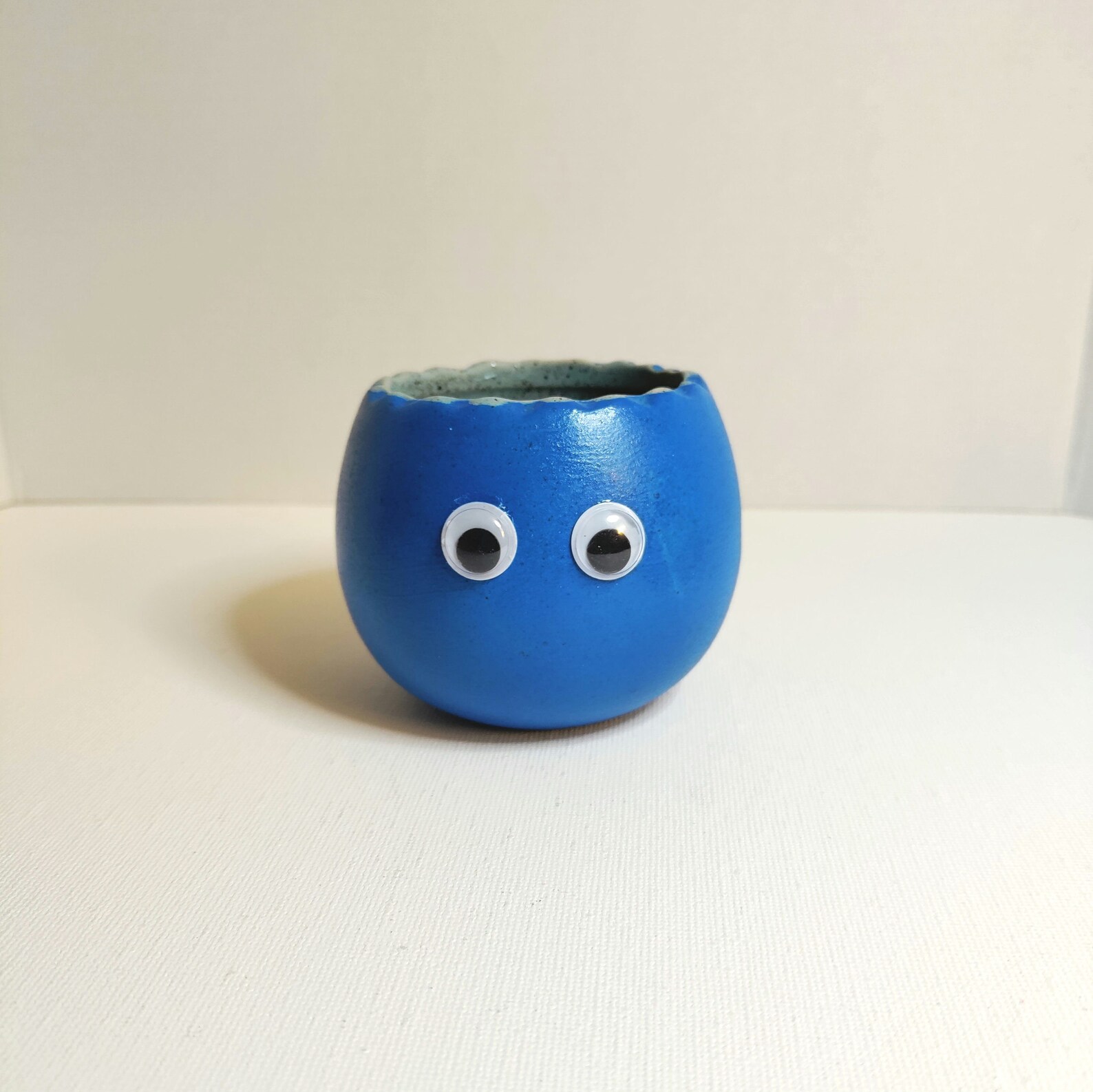 2.75 Inch Blue Succulent Pot With Googly Eyes. Blue Hand Painted ...