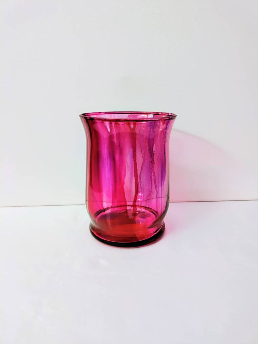 Vase, Fuchsia & Purple Resin Vase, 6 Inch Hurricane Vase, Semi ...