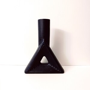 8 Inch Hand Painted Ceramic Triangle Shaped Vase, Dark Midnight Blue ...
