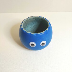 2.75 Inch Blue Succulent Pot With Googly Eyes. Blue Hand Painted ...
