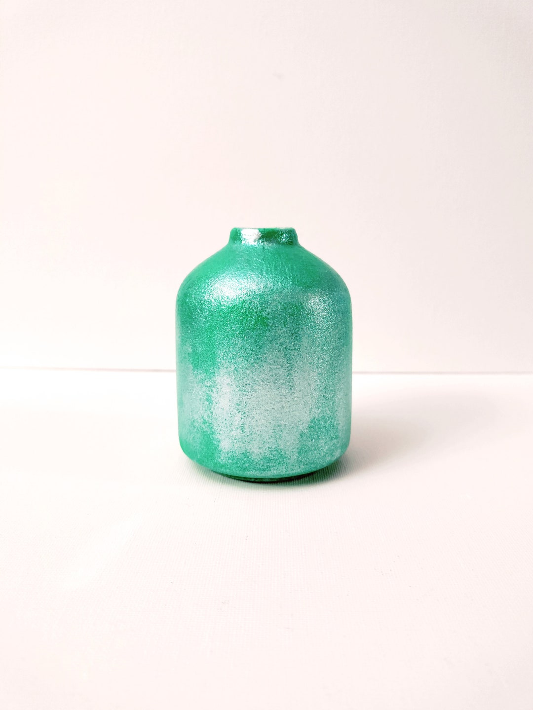Bud Vase, Green and White Bud Vase, Small Green Vase, Green Ceramic ...