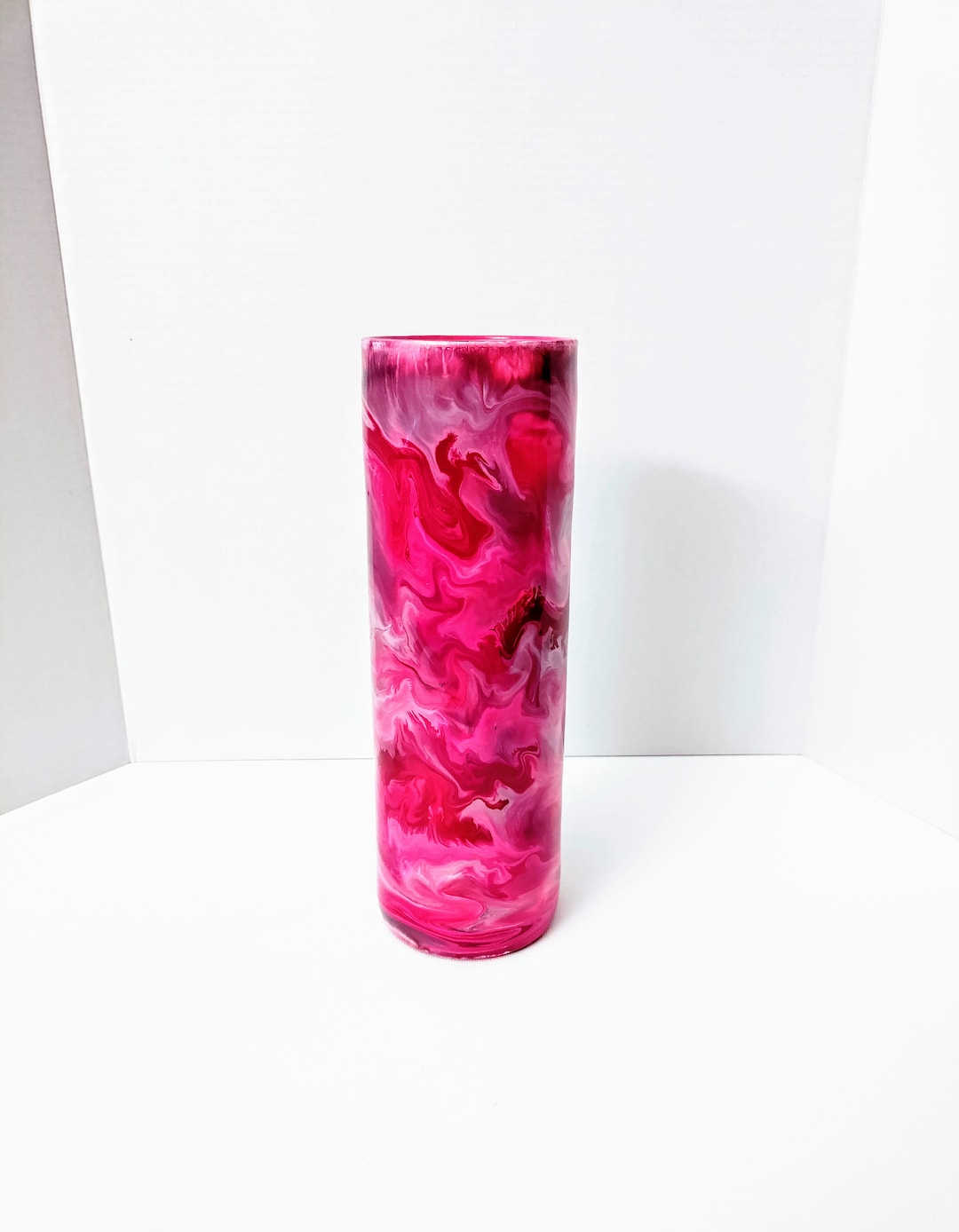 Vase, Epoxy Resin With Alcohol Ink, Fuchsia, Magenta, Burgundy, and ...