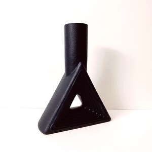 8 Inch Hand Painted Ceramic Triangle Shaped Vase, Dark Midnight Blue ...
