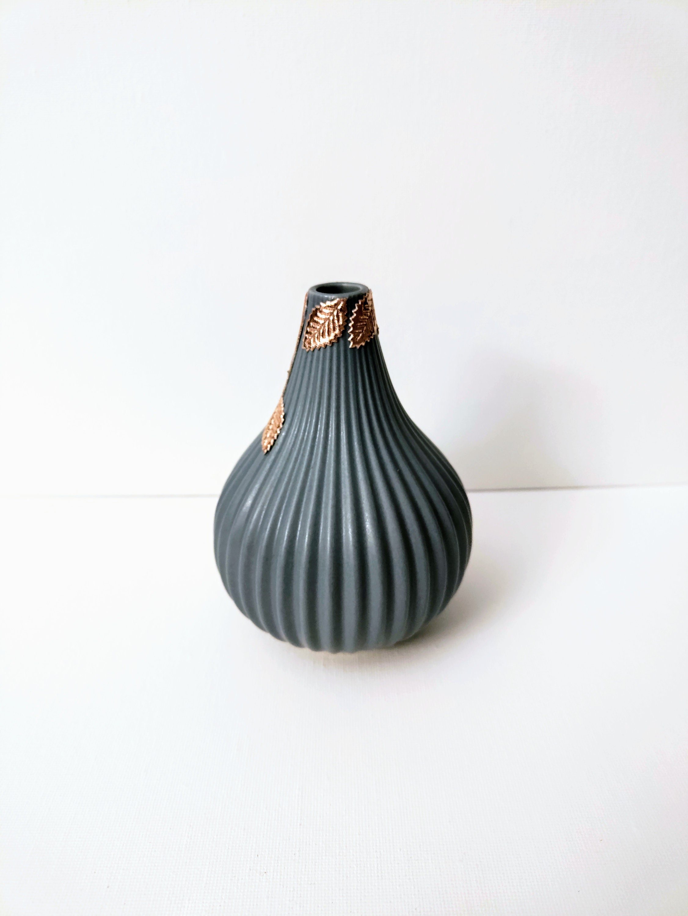 Bud Vase, Gray, Grey Bud Vase, Rose Leaf Vase, Small Gray Boho Vase ...