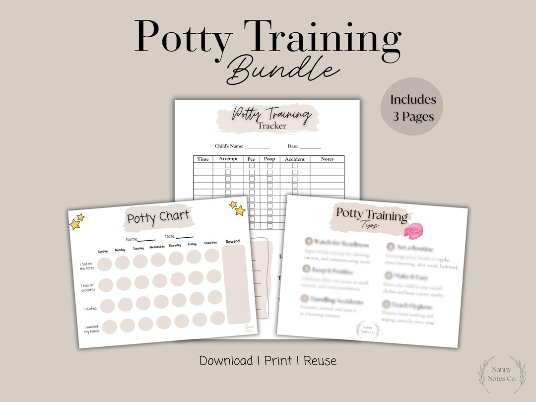 Potty Training Chart Bundle: Tracker, Tips Sheet (PDF) - Etsy