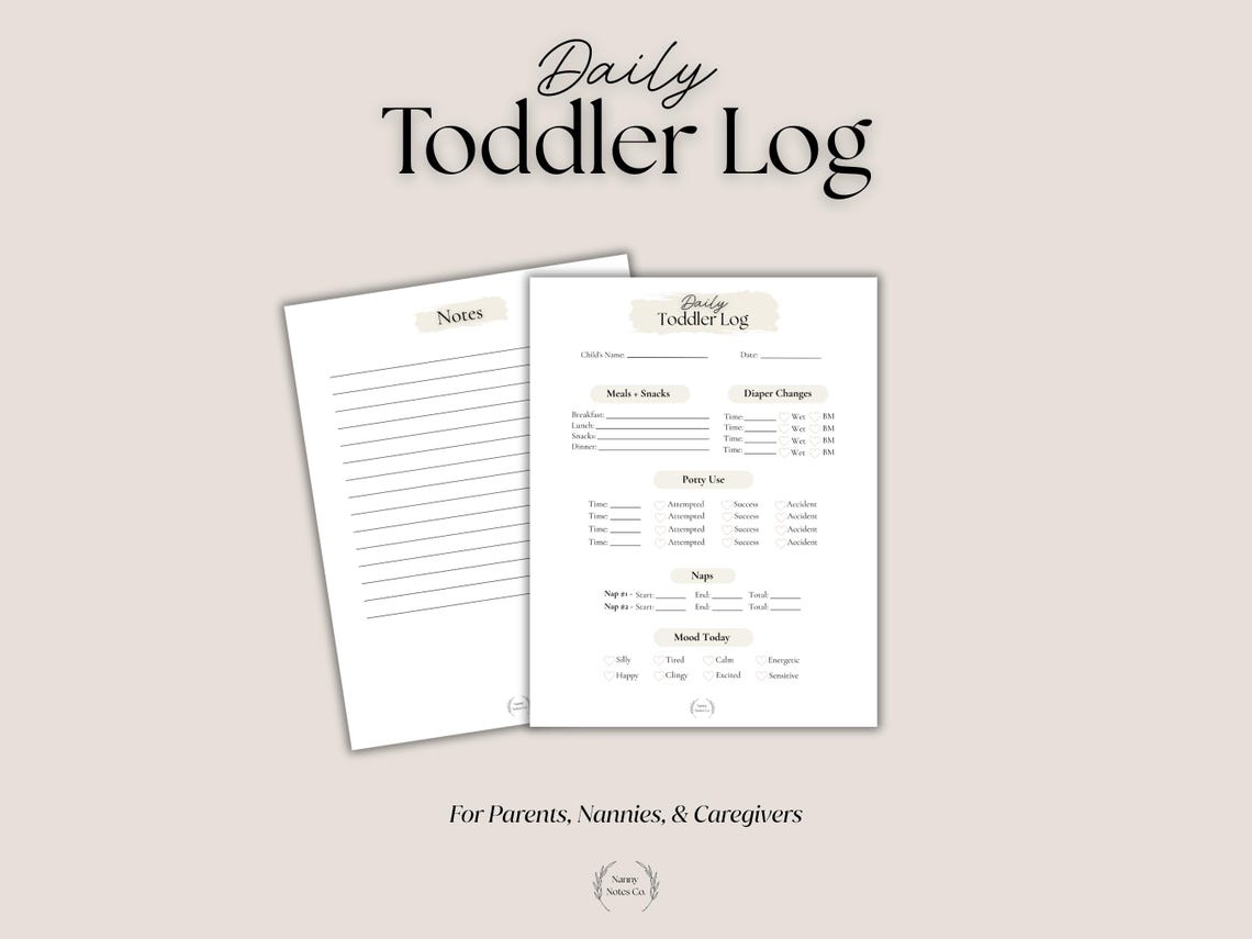 Daily Toddler Log Printable | Nanny Daily Report Sheet | Toddler Daily ...