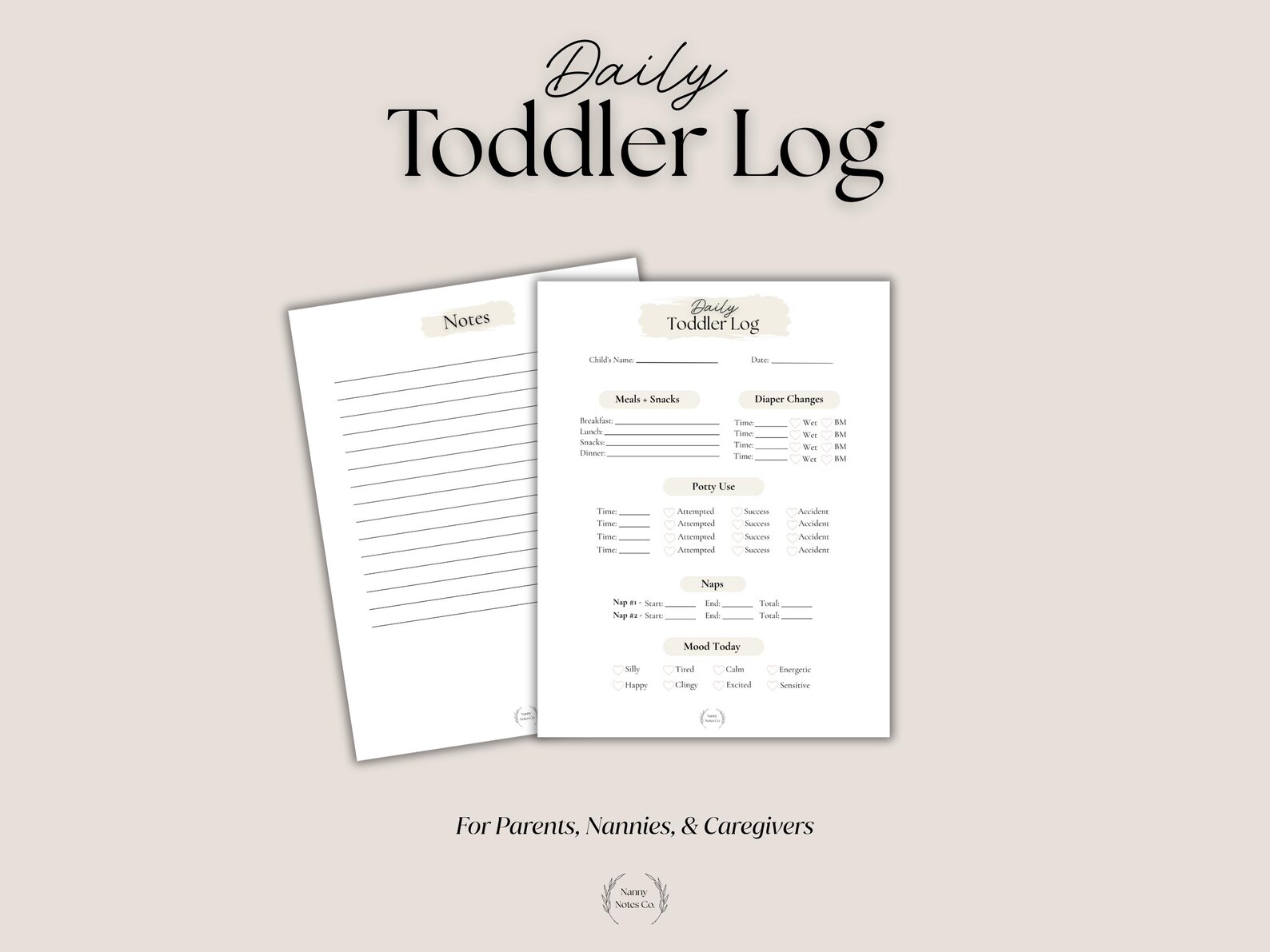 Daily Toddler Log Printable | Nanny Daily Report Sheet | Toddler Daily ...