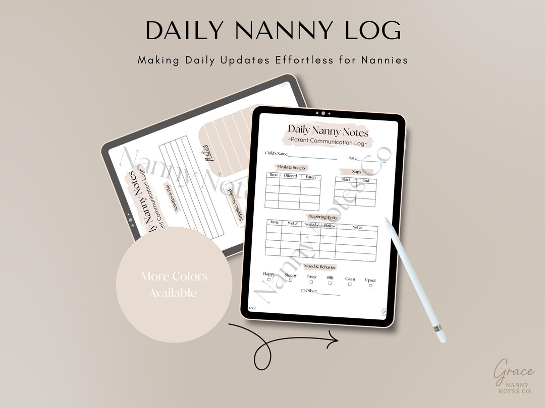 Printable Daily Nanny Log: Infant & Toddler Communication (editable PDF ...