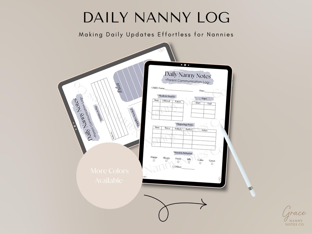 Printable Nanny Daily Log: Blue Childcare Report, Infant & Toddler ...