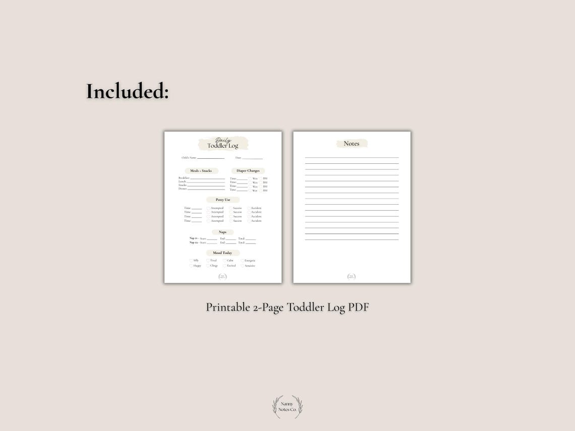 Daily Toddler Log Printable | Nanny Daily Report Sheet | Toddler Daily ...