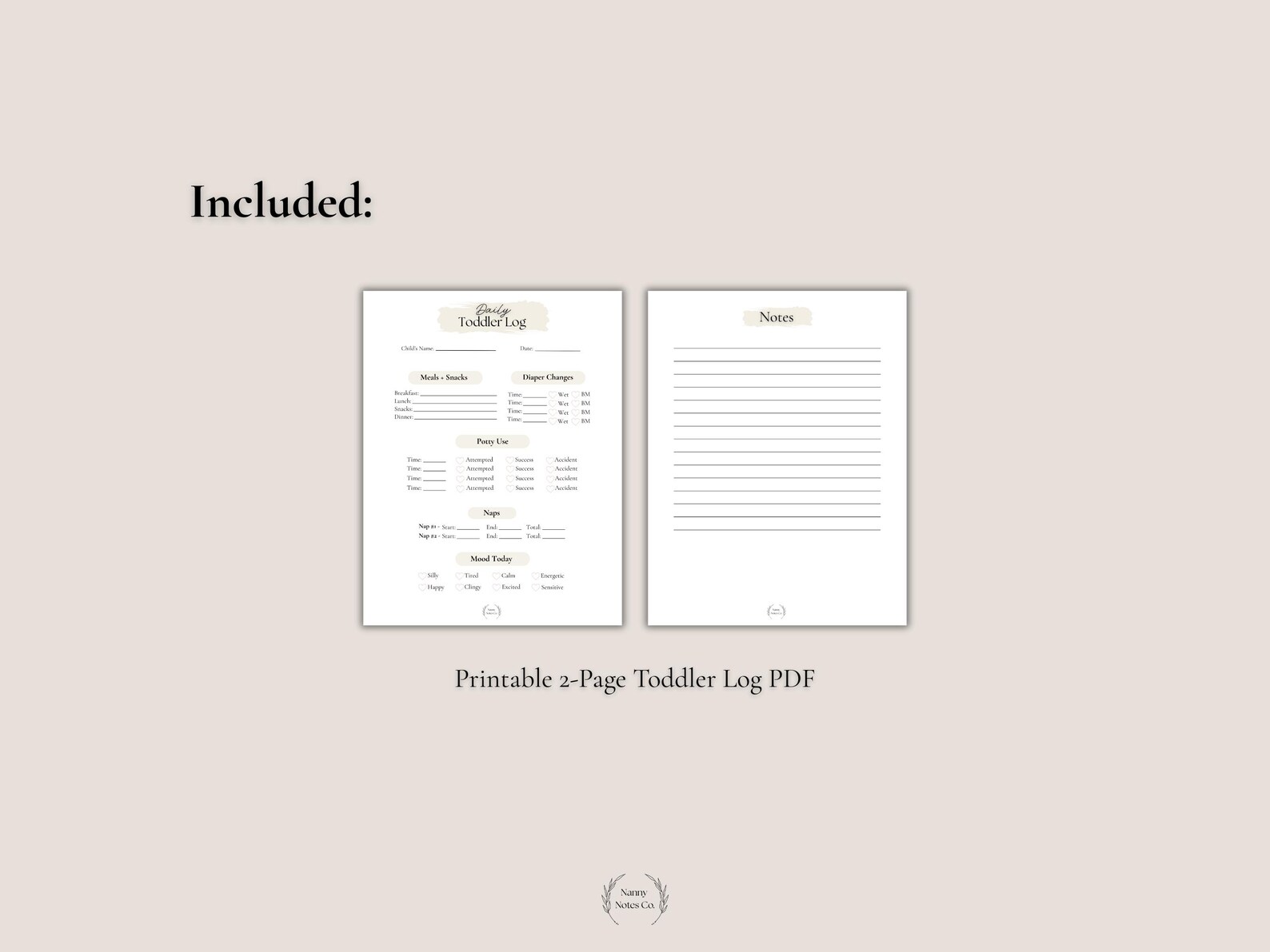 Daily Toddler Log Printable | Nanny Daily Report Sheet | Toddler Daily ...