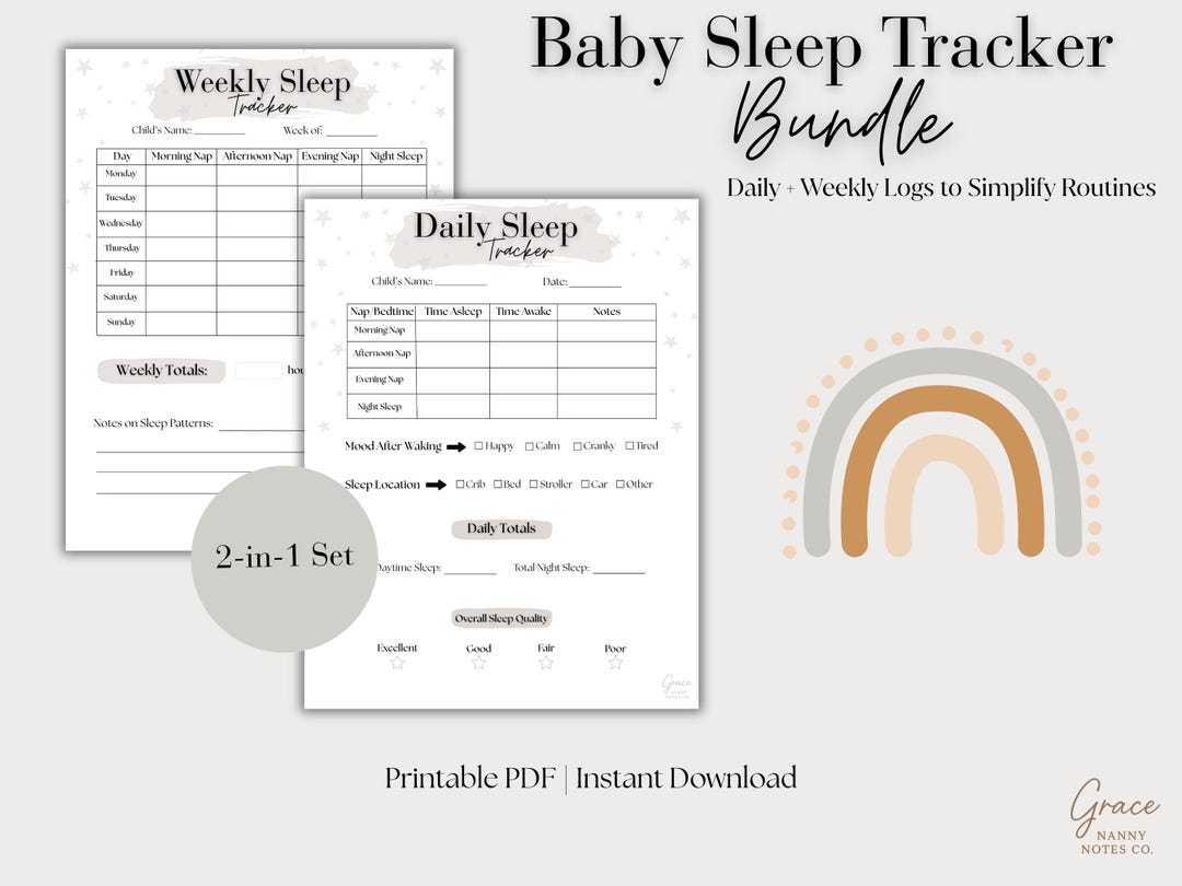 Baby Sleep Tracker Printable Bundle: Daily & Weekly Logs (PDF Download ...