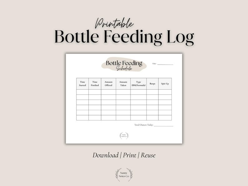 Bottle Feeding Log Printable | Baby Feeding Tracker | Newborn Feeding ...