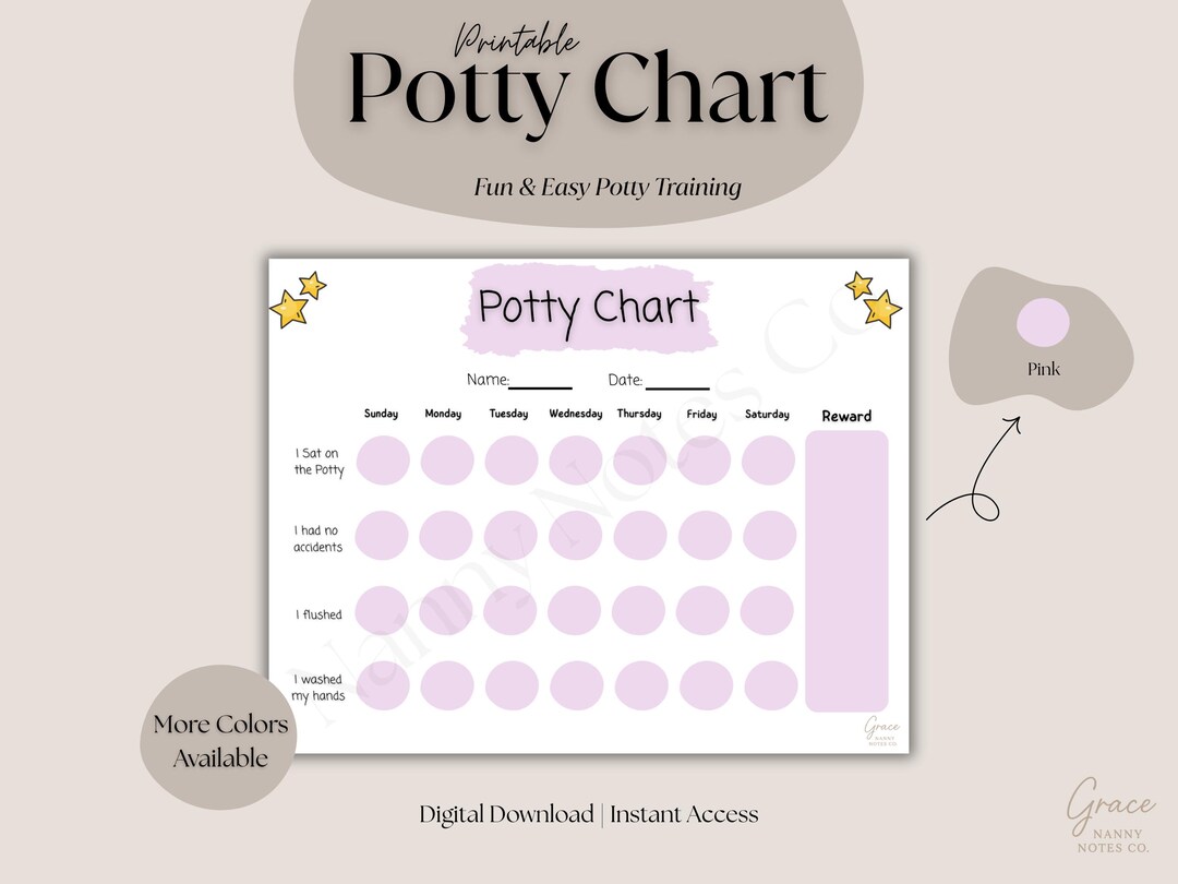 Blush Pink Potty Training Chart – Toddler Reward Sticker Chart (digital ...