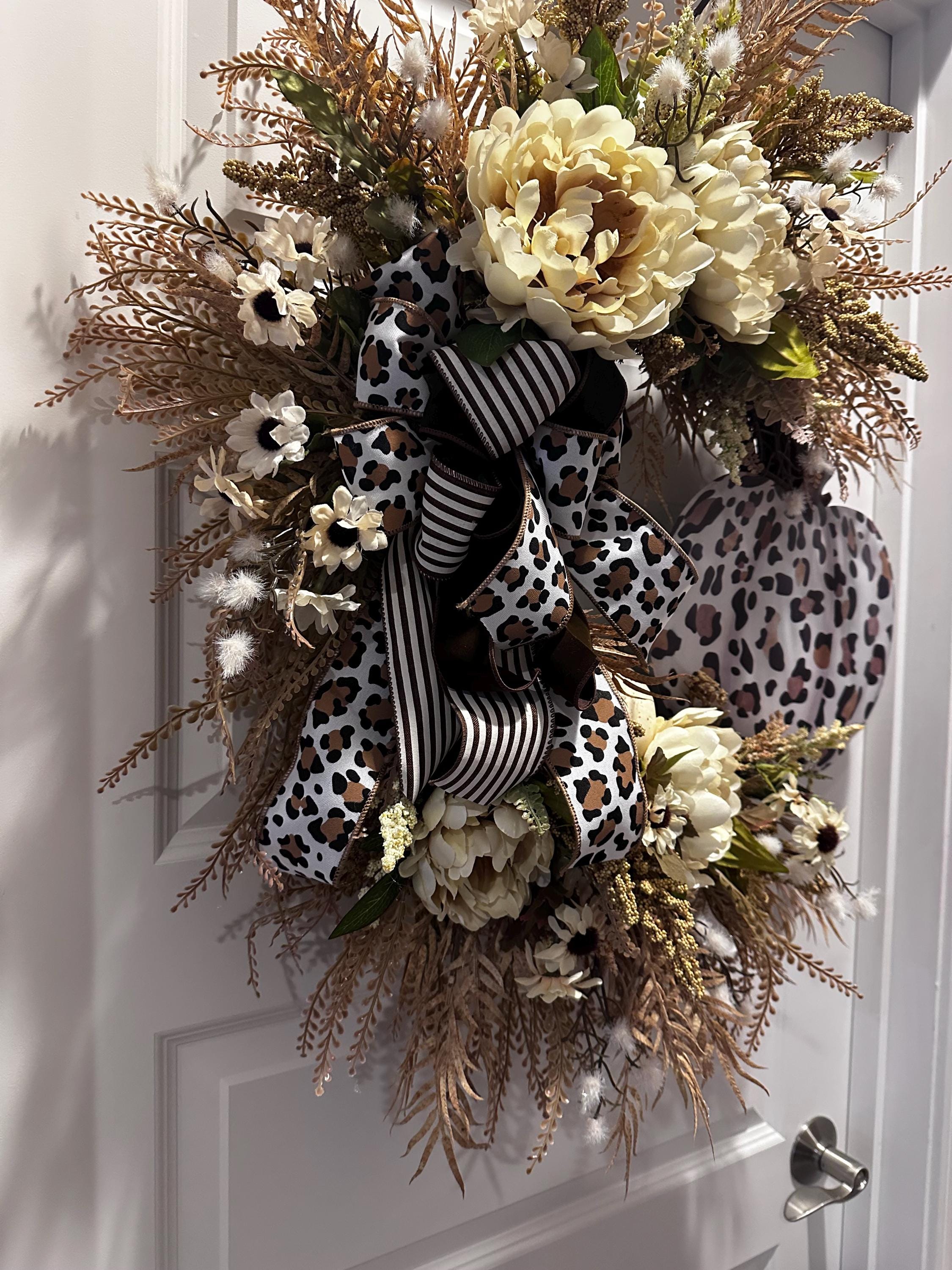 20" Round Leopard Print Fall Wreath - Etsy