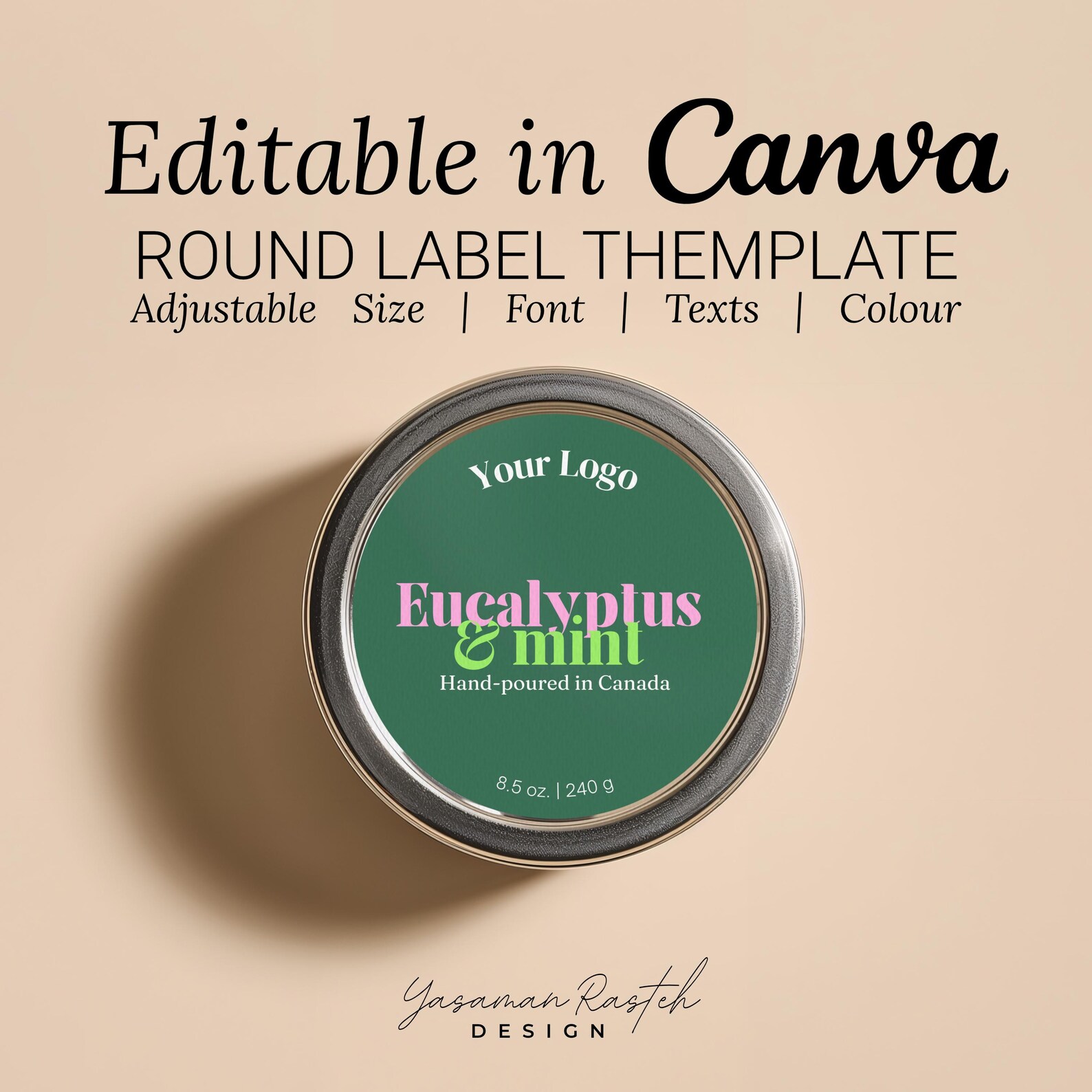 Editable Candle Label Template Canva Round Labels for Small Candle ...