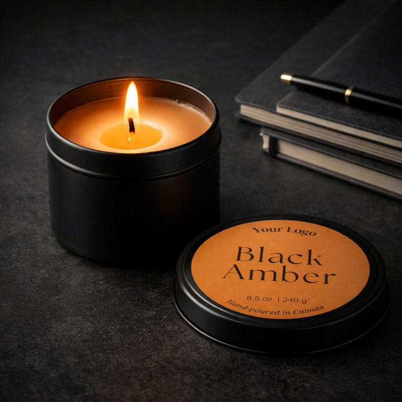 Editable Candle Label Template Canva Round Labels for Small Candle ...