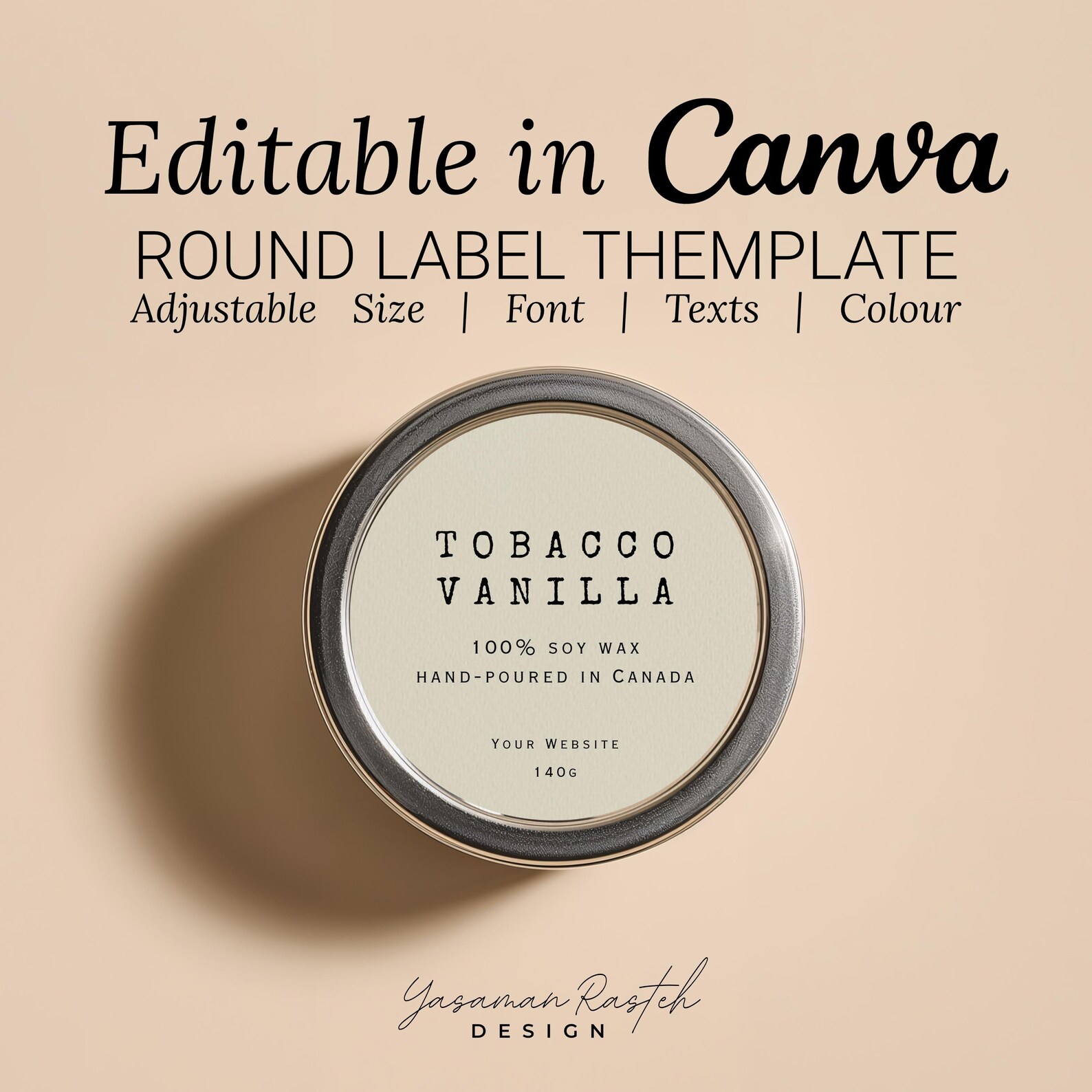 Editable Candle Label Template Canva Round Labels for Small Candle ...