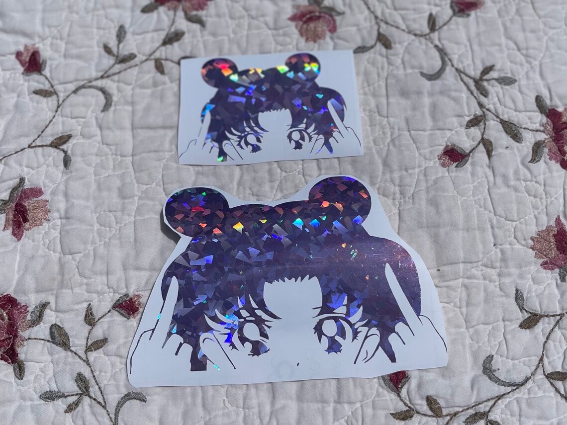 Sailor Moon Middle Finger, Anime Laptop Sticker, Anime Car Decal ...