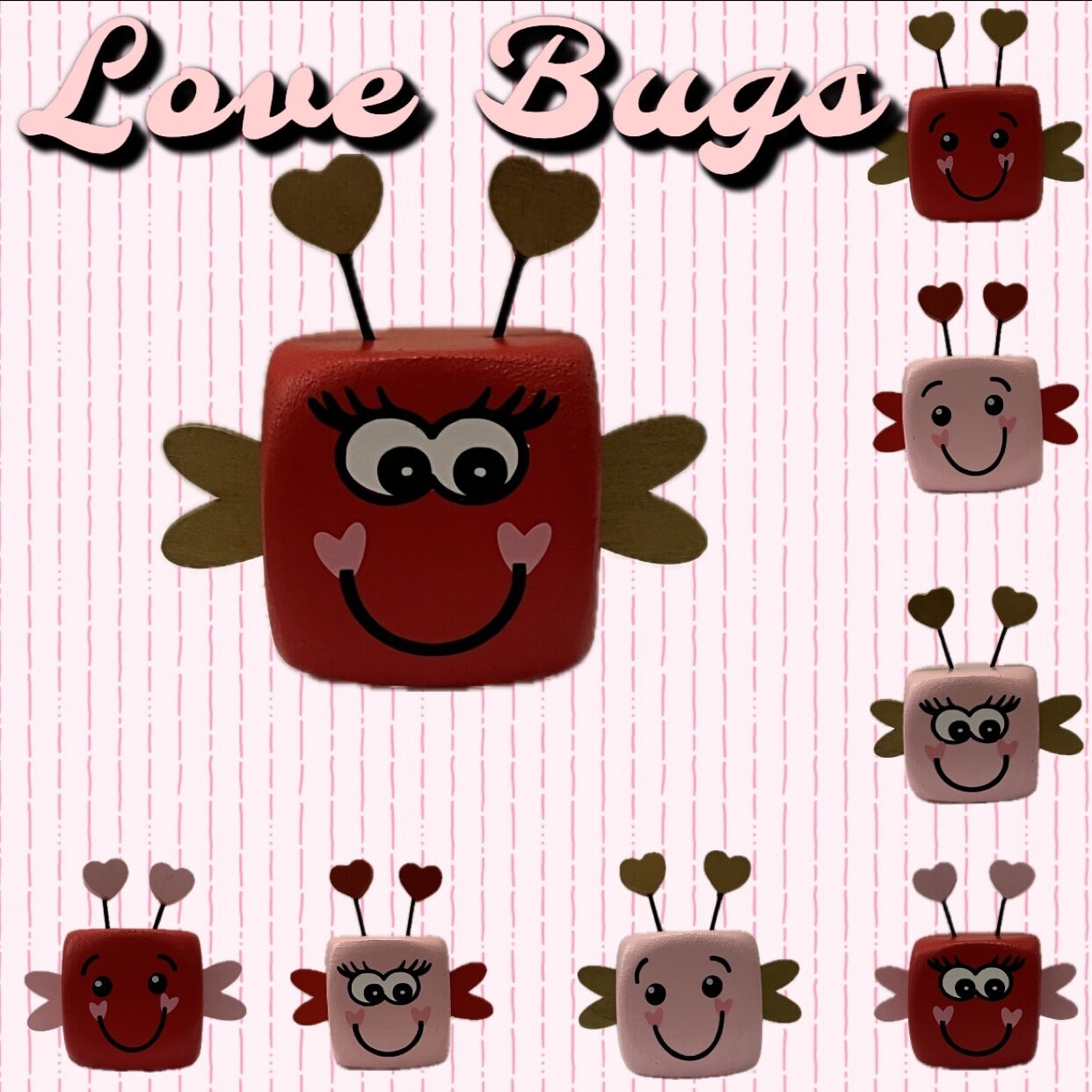 Love Bug Block, Valentines Day Decor, Personizable Decor, Shelf Sitter ...
