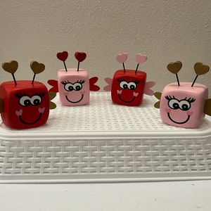 Love Bug Block, Valentines Day Decor, Personizable Decor, Shelf Sitter ...
