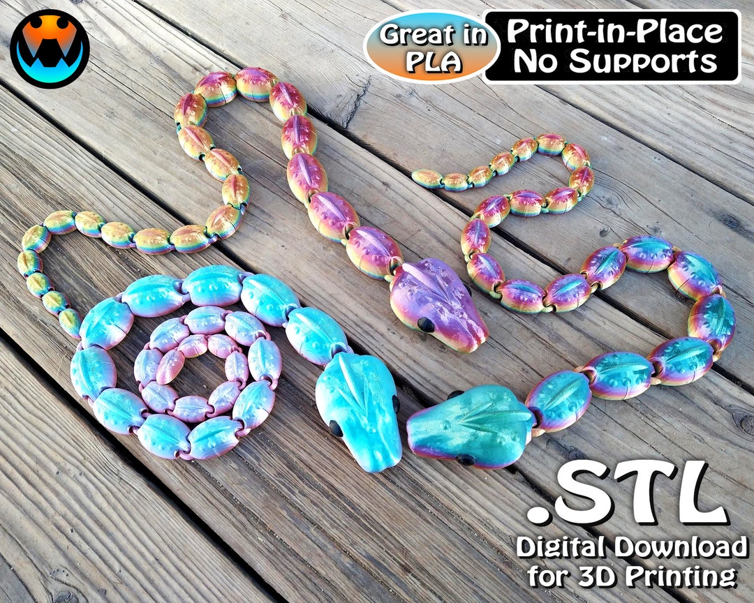 Cinder Snake, 30 Inch Snake, STL Print Files, Articulating Flexi Wiggle ...