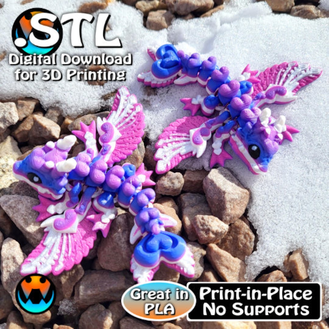 Tiny Heart Dragon, Cinderwing3d, STL File for 3D Printing, STL Print ...