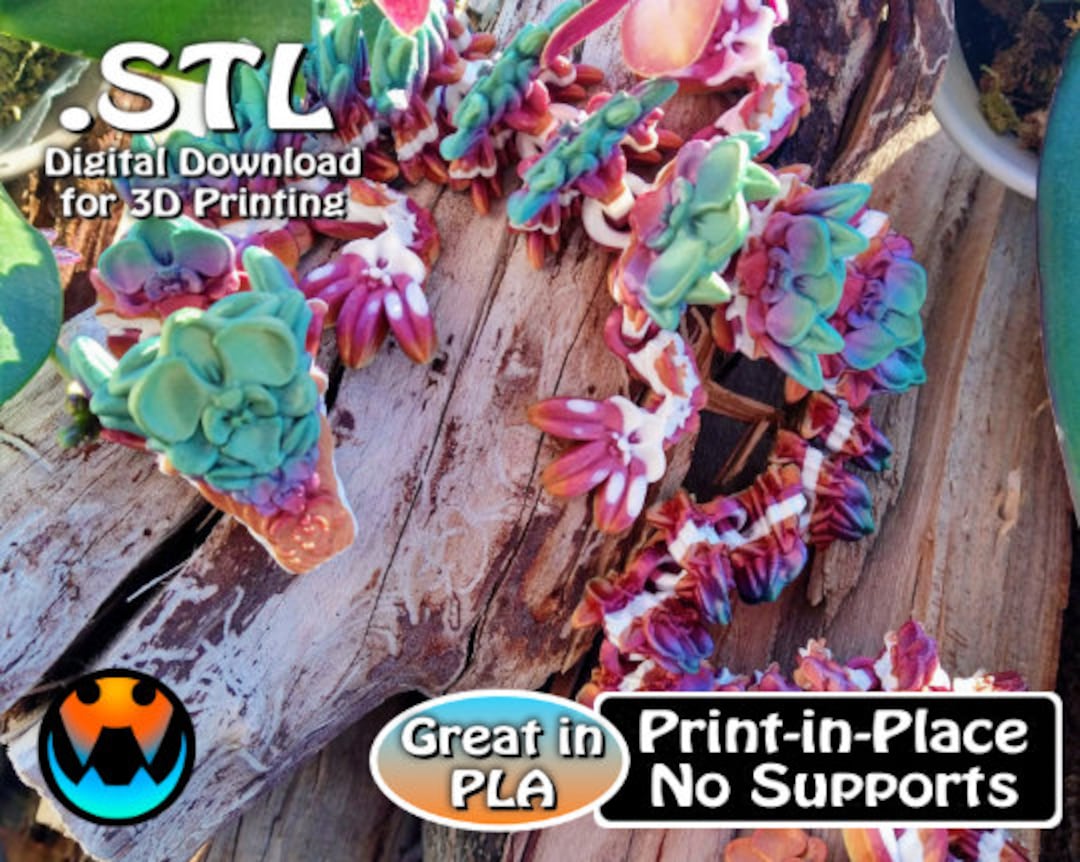 Orchid Dragon STL Print Files, Articulating Flexi Wiggle Pet, Print in ...