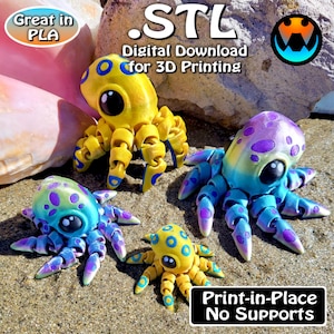 Tiny Octopus, Cinderwing3d, STL File for 3D Printing, STL Print Files ...