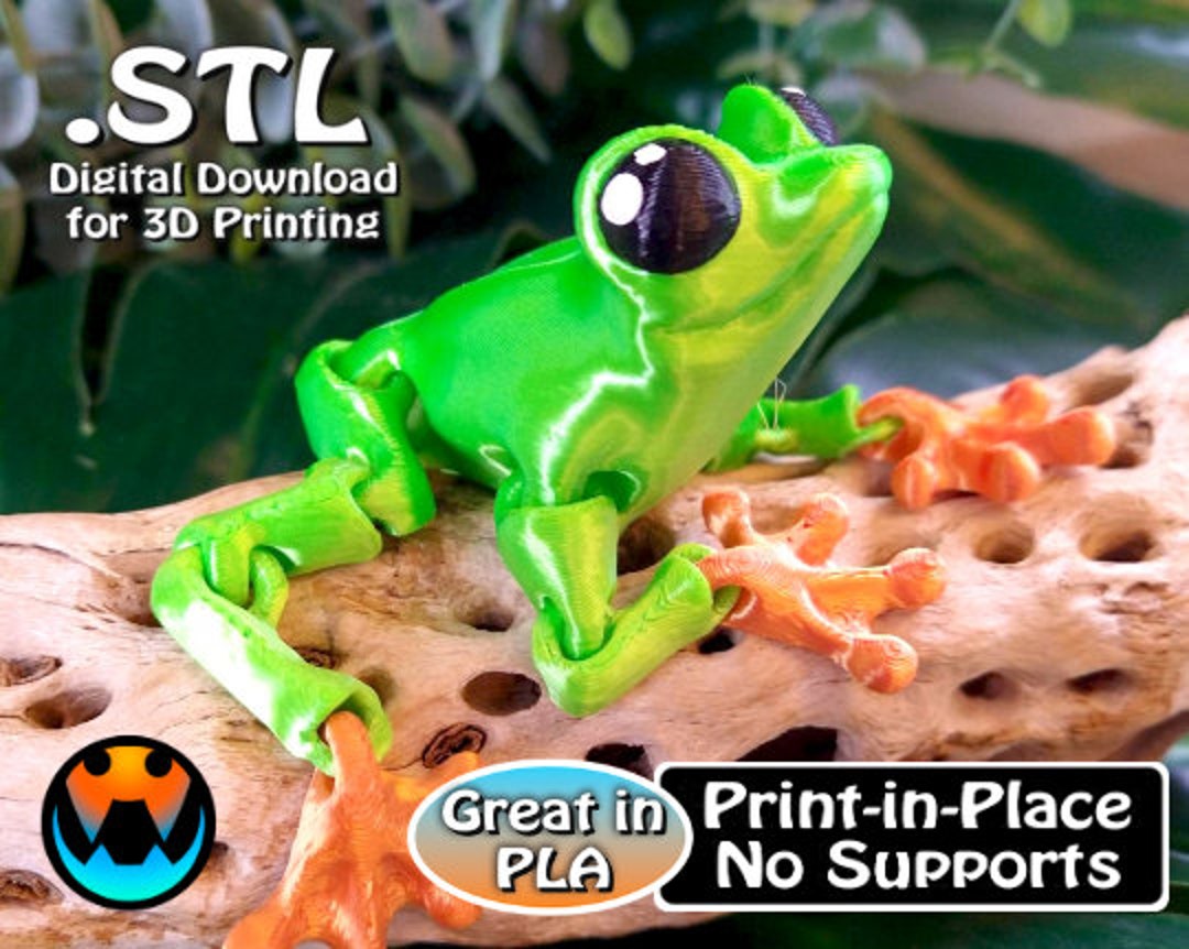 Cinder Frog STL Print Files, Articulating Flexi Wiggle Pet, Print in ...